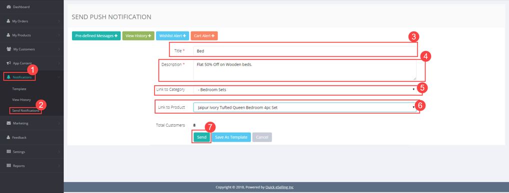 Send notifications – Quick eSelling